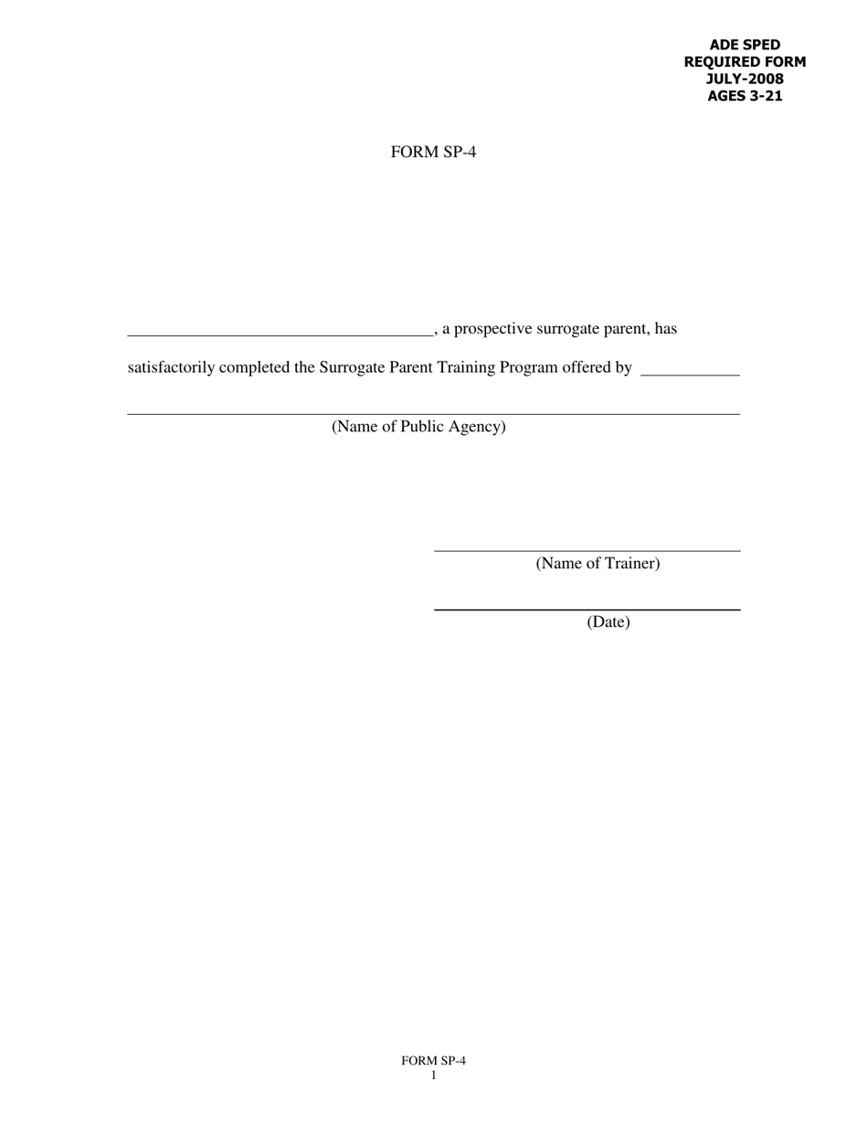 Form SP-4 - Fill Out, Sign Online and Download Printable PDF, Arkansas ...
