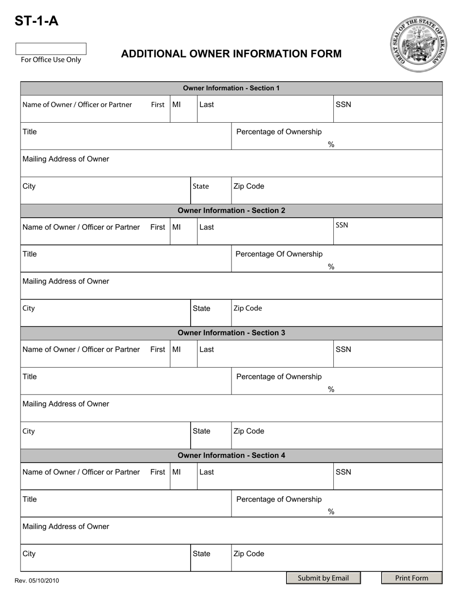 Form ST-1-A - Fill Out, Sign Online and Download Fillable PDF, Arkansas ...