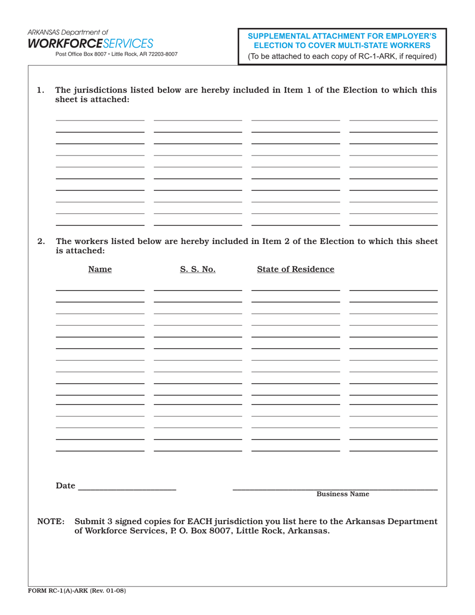 Form RC-1(A)-ARK - Fill Out, Sign Online and Download Printable PDF ...