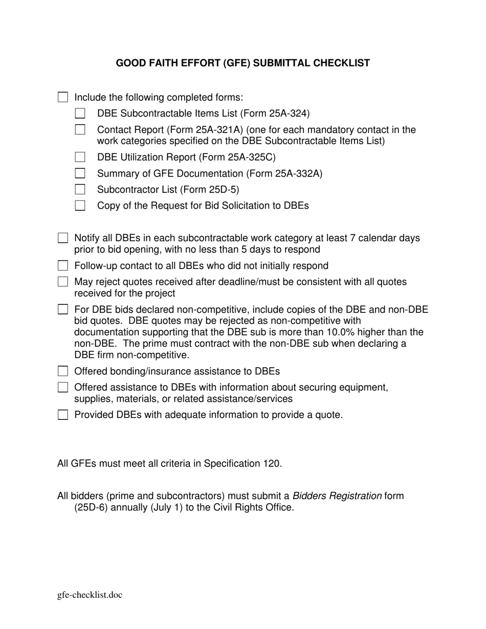 Alaska Good Faith Effort (GFE) Submittal Checklist - Fill Out, Sign ...