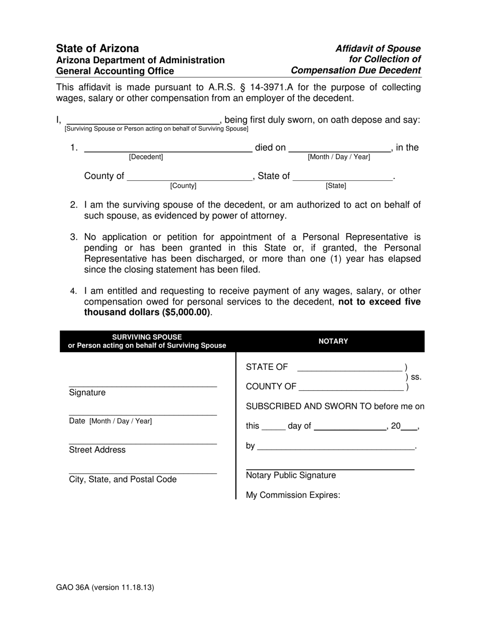 Form GAO-36A - Fill Out, Sign Online and Download Printable PDF ...