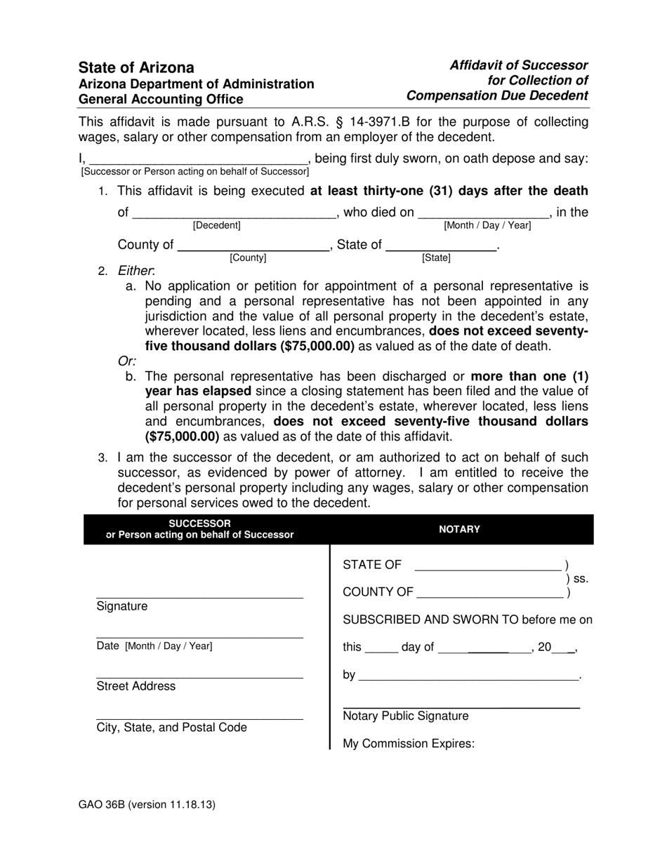 Form GAO-36B - Fill Out, Sign Online and Download Printable PDF ...