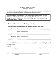 Alaska No Proof & Wic Iou Form - Fill Out, Sign Online and Download PDF ...