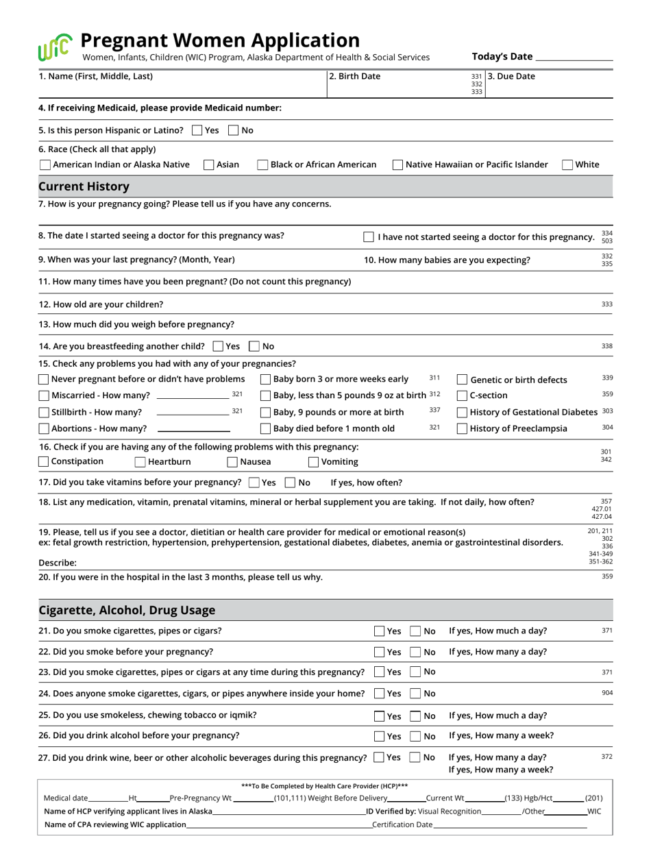 Alaska Pregnant Women Application - Fill Out, Sign Online and Download ...