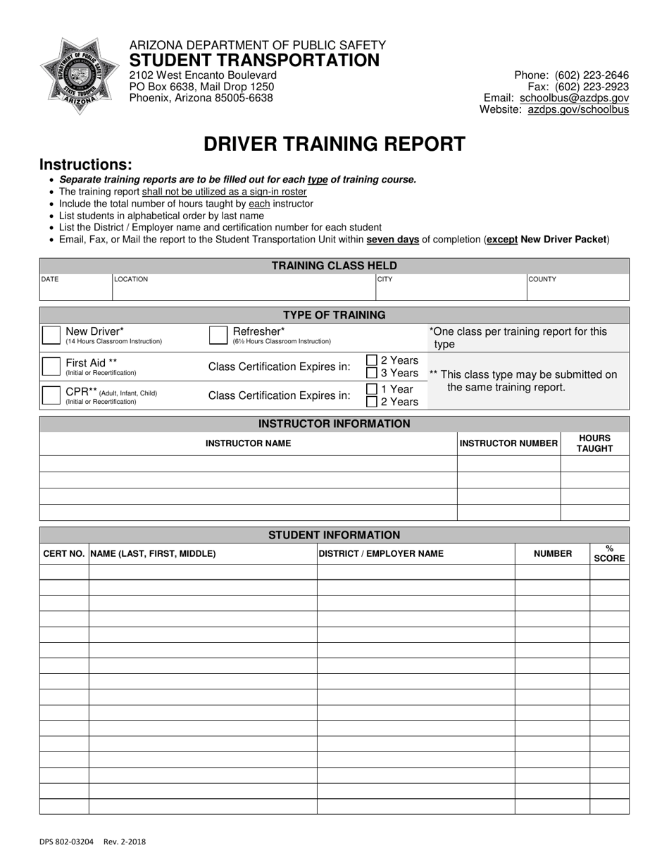 Form DPS802-03204 Download Fillable PDF or Fill Online Driver Training ...