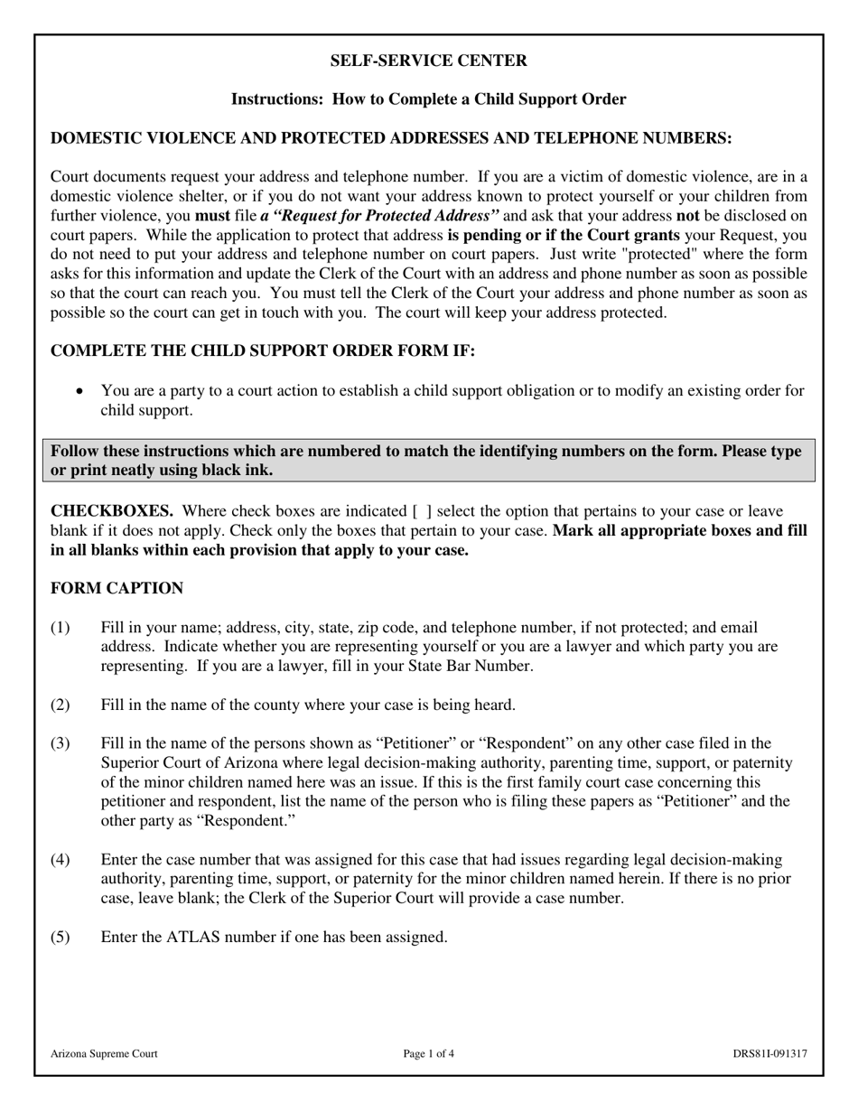 Download Instructions for Form DRS81F Child Support Order PDF ...