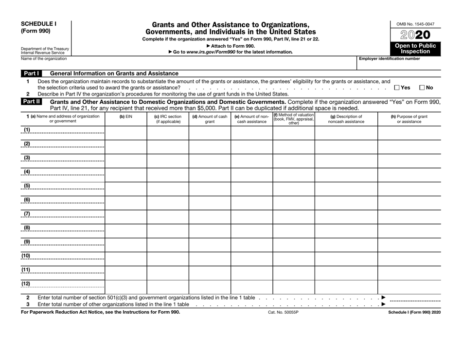 IRS Form 990 Schedule I Download Fillable PDF or Fill Online Grants and ...