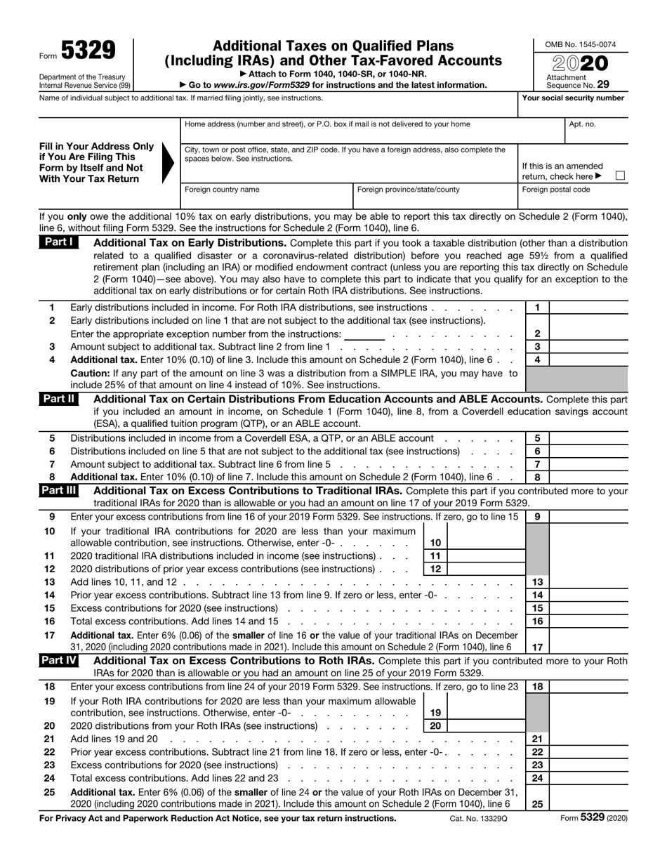 IRS Form 5329 Download Fillable PDF Or Fill Online Additional Taxes On