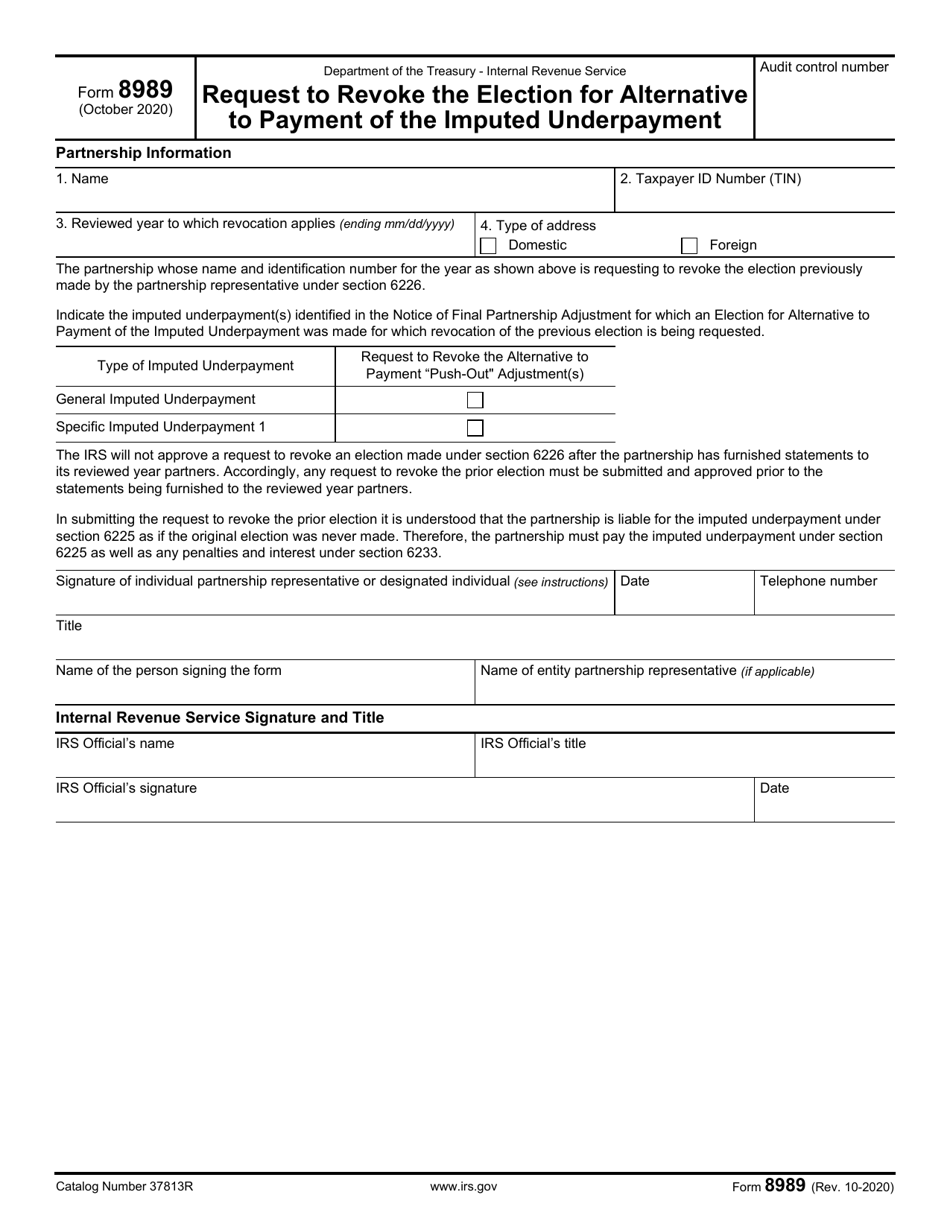 IRS Form 8989 Download Fillable PDF or Fill Online Request to Revoke ...