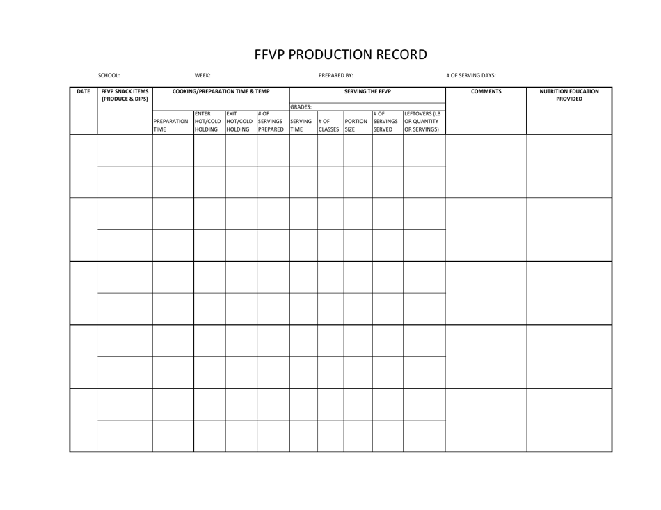 Arizona Ffvp Production Record - Fill Out, Sign Online and Download PDF ...