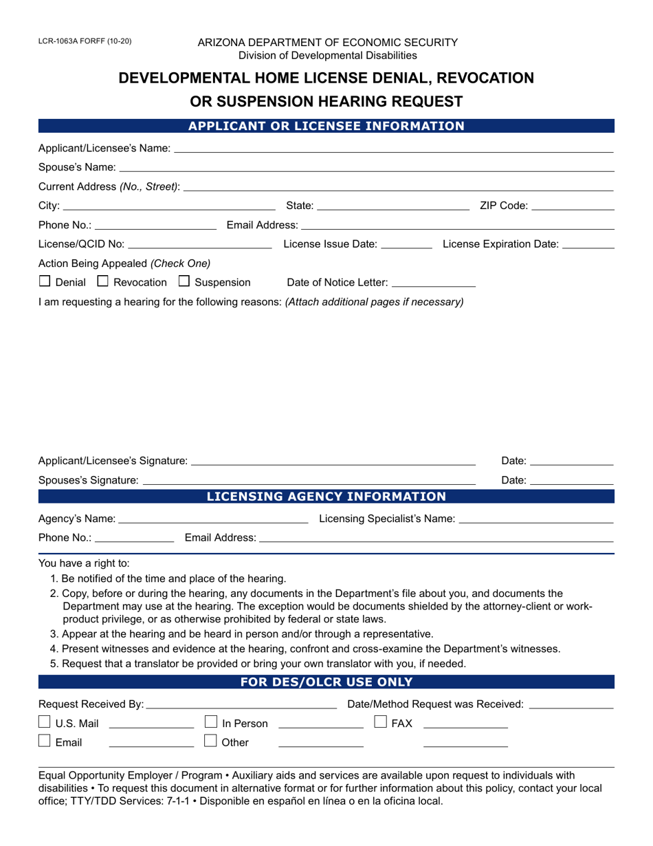 Form LCR-1063A - Fill Out, Sign Online and Download Fillable PDF ...