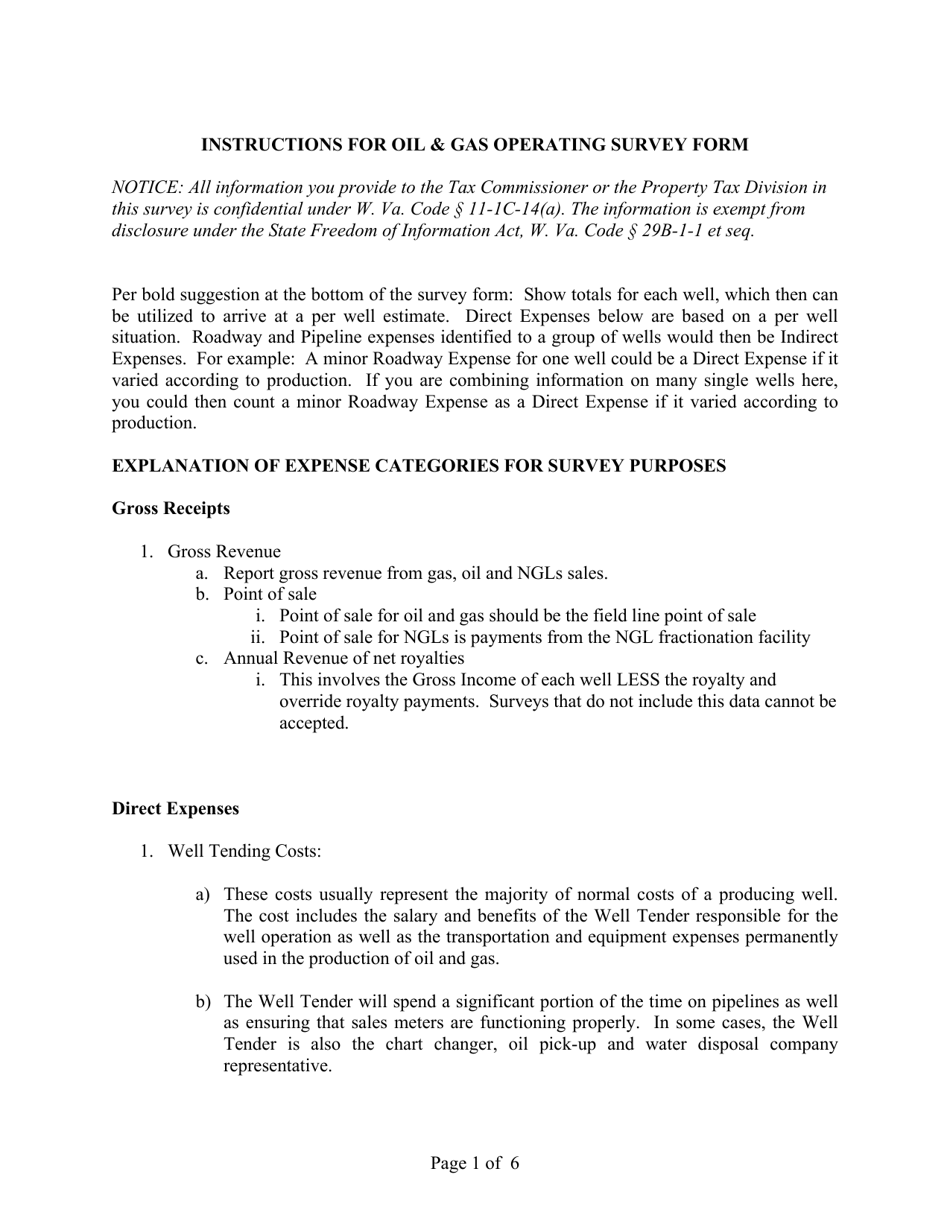 Download Instructions for Oil & Gas Operating Survey Form PDF ...