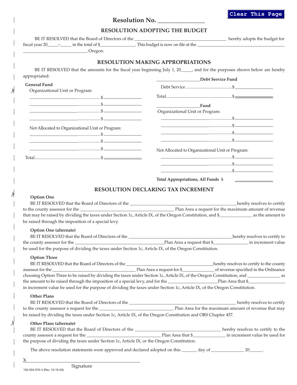 Form 150-504-076-4 Download Fillable PDF or Fill Online Local Budget ...