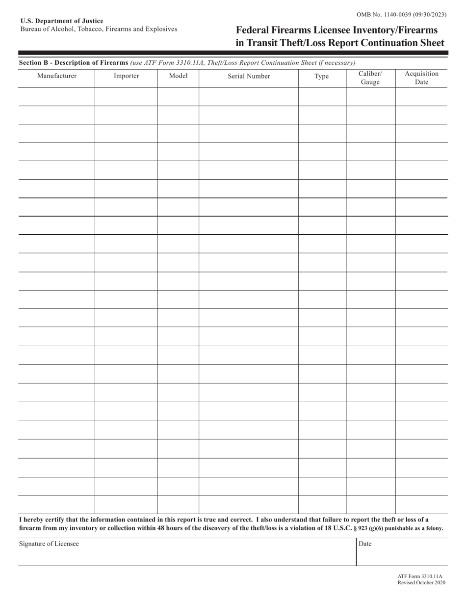 ATF Form 3310.11A Download Fillable PDF or Fill Online Federal Firearms ...