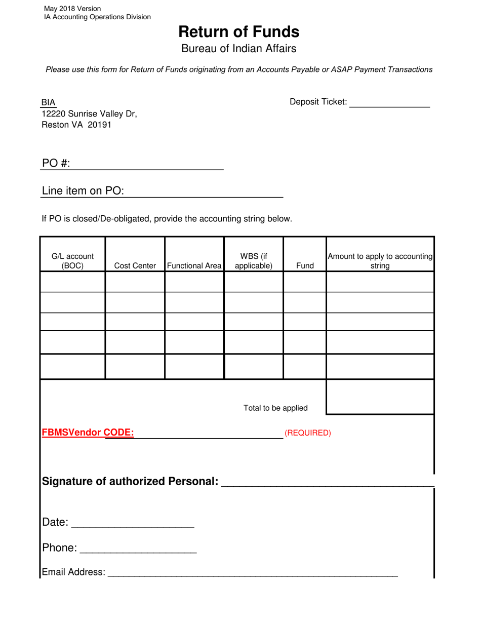 Return of Funds - Fill Out, Sign Online and Download PDF | Templateroller