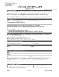 Colorado Authentication Request Form - Apostille or Certificate Download Fillable PDF ...