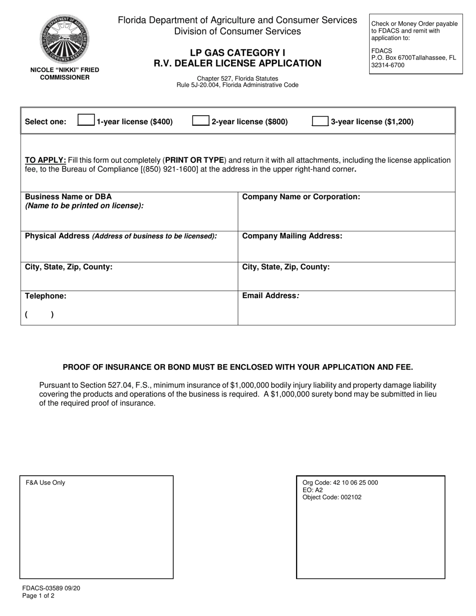 Form FDACS-03589 - Fill Out, Sign Online and Download Fillable PDF ...
