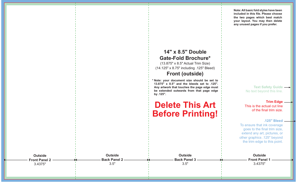 14 X 8 5 Inch Double Gate fold Brochure Template Download Printable PDF 