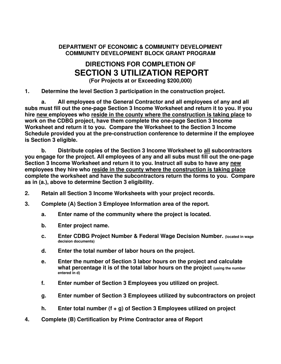 Download Instructions for Section 3 Utilization Report (For Projects at ...