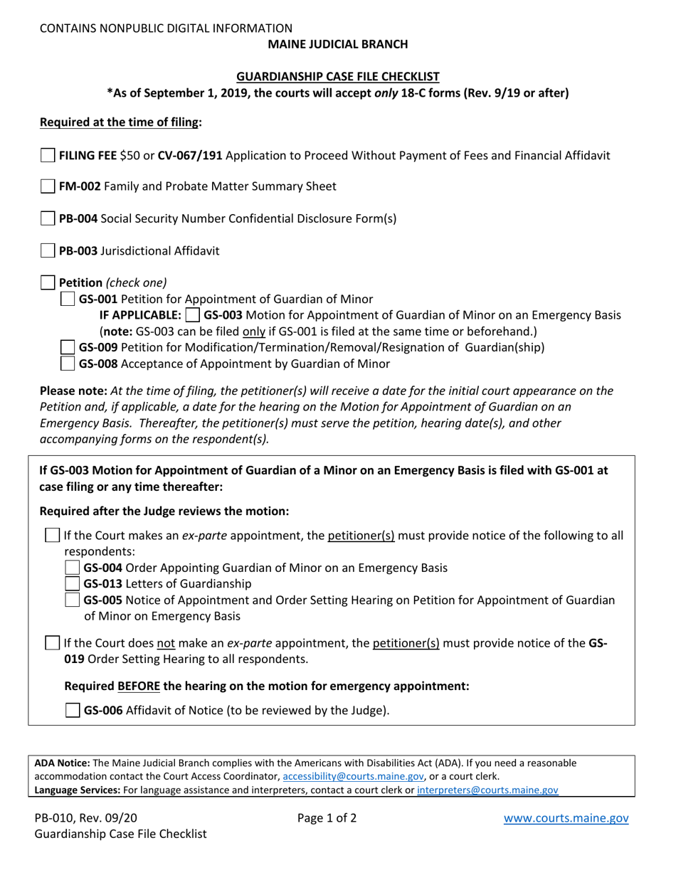 Form PB-010 Download Fillable PDF or Fill Online Guardianship Case File ...