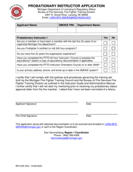 Form BFS-209 Download Fillable PDF or Fill Online Probationary Instructor Application Michigan ...