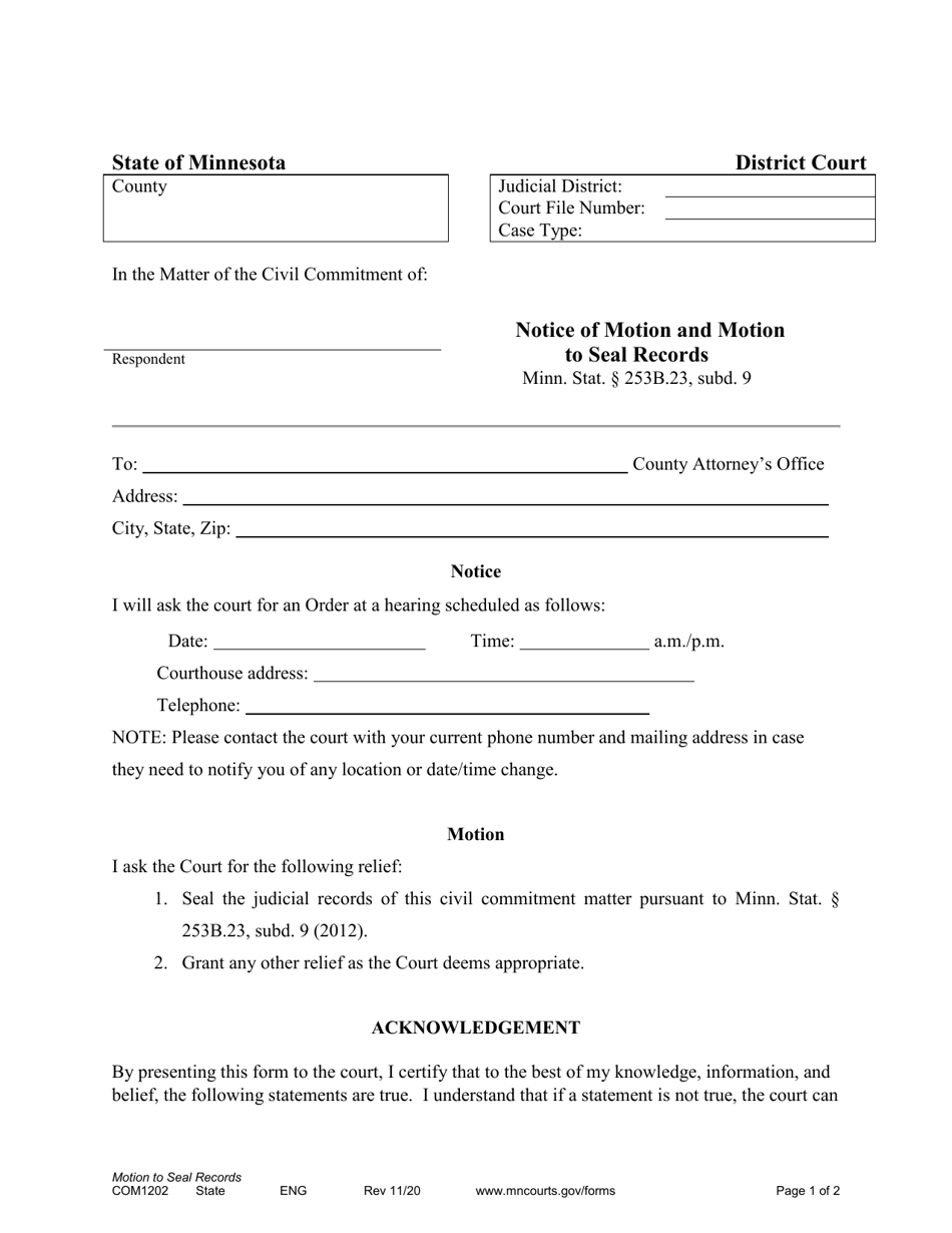 Form COM1202 - Fill Out, Sign Online and Download Printable PDF ...