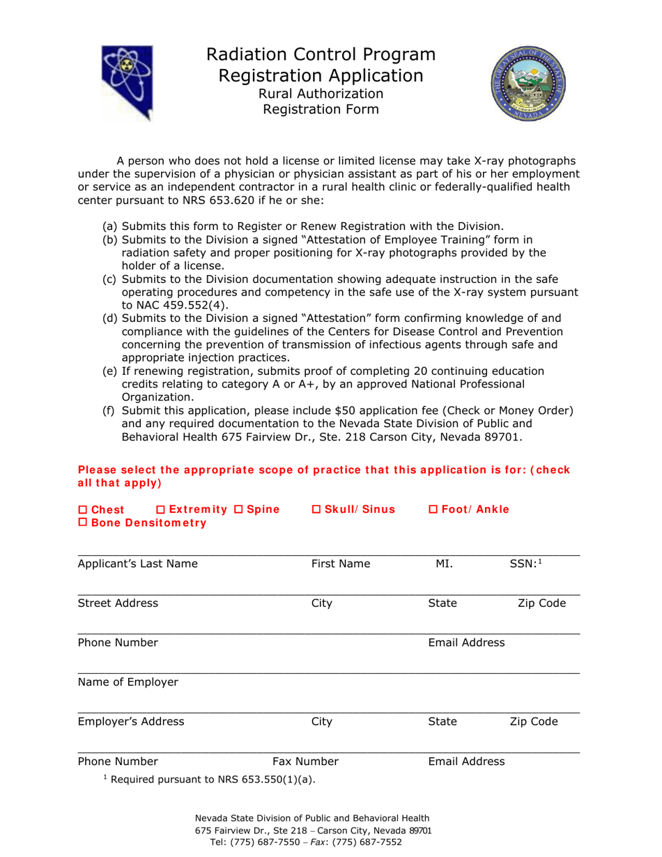 Nevada Registration Form for Rural Authorization - Fill Out, Sign ...