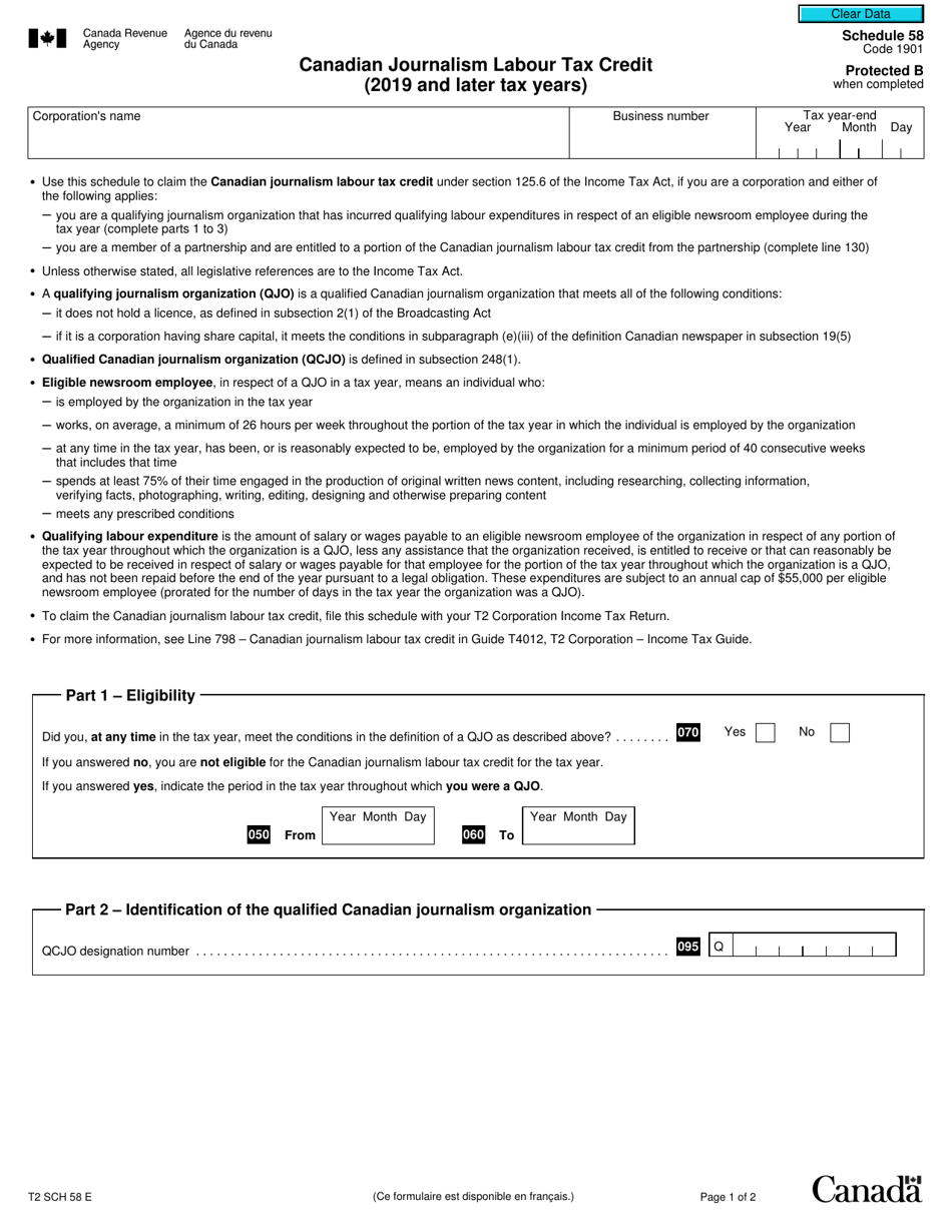 Form T2 Schedule 58 - Fill Out, Sign Online and Download Fillable PDF ...