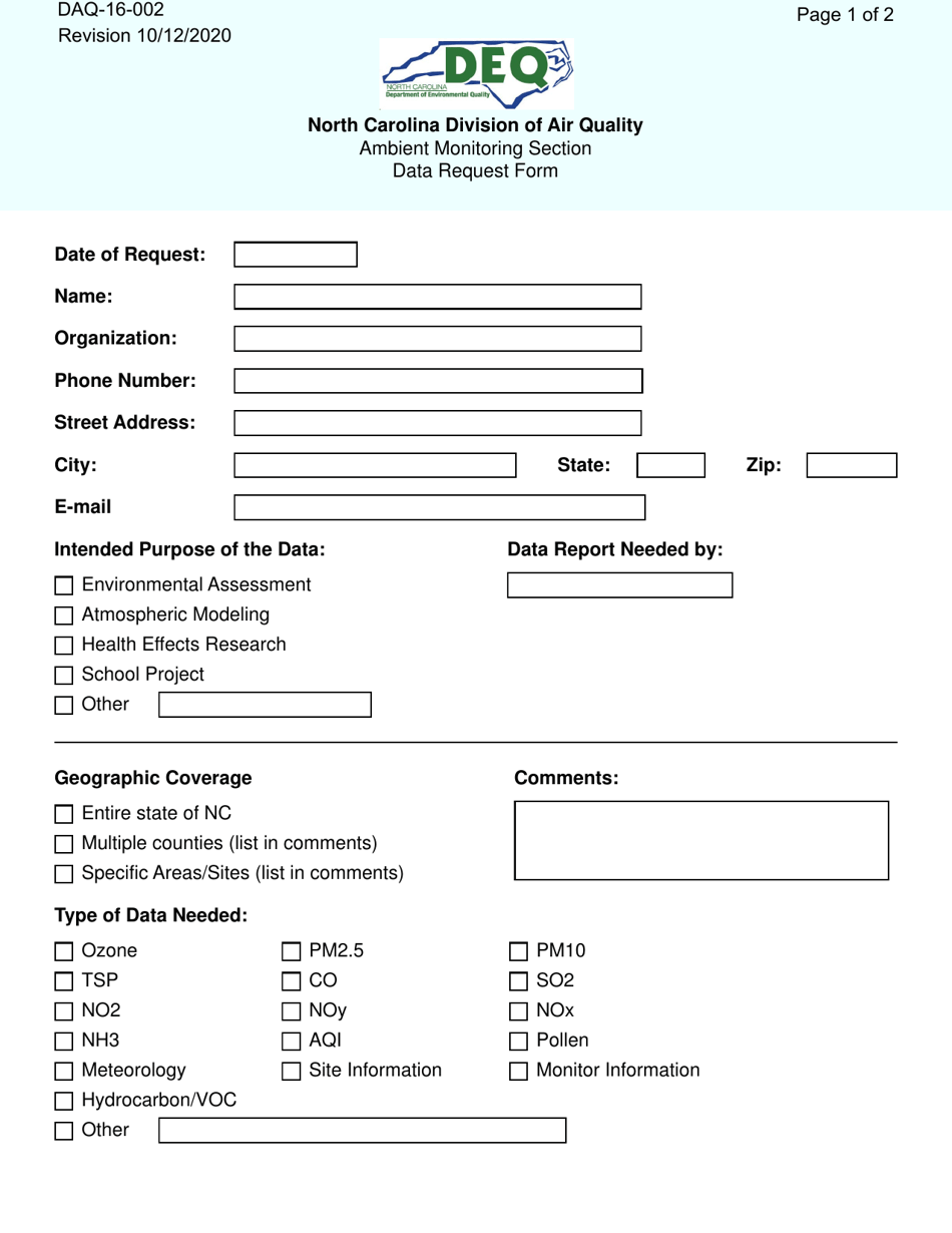 Form DAQ-16-002 - Fill Out, Sign Online and Download Fillable PDF ...