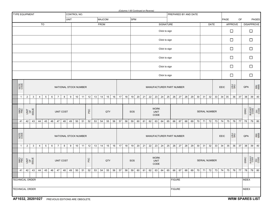 AF Form 1032 - Fill Out, Sign Online and Download Fillable PDF ...