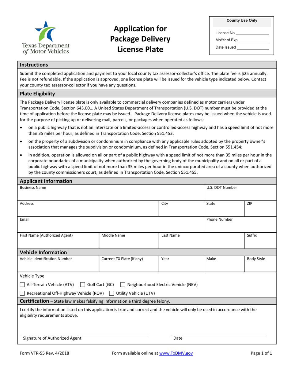 Form VTR-55 - Fill Out, Sign Online and Download Fillable PDF, Texas ...