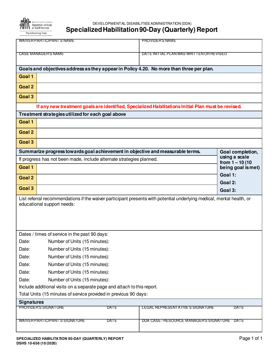 DSHS Form 10-658 - Fill Out, Sign Online and Download Printable PDF ...