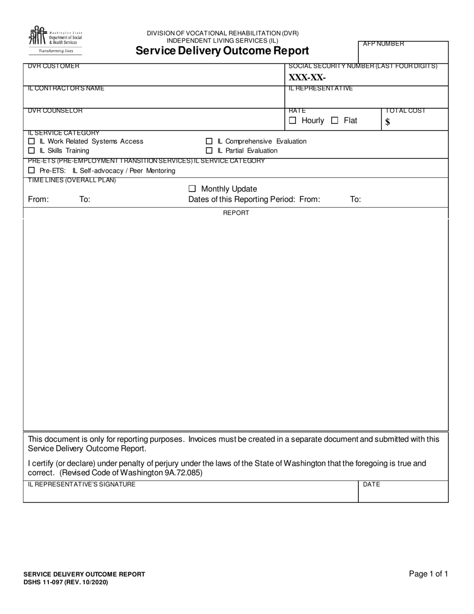 DSHS Form 11-097 Download Printable PDF or Fill Online Service Delivery ...