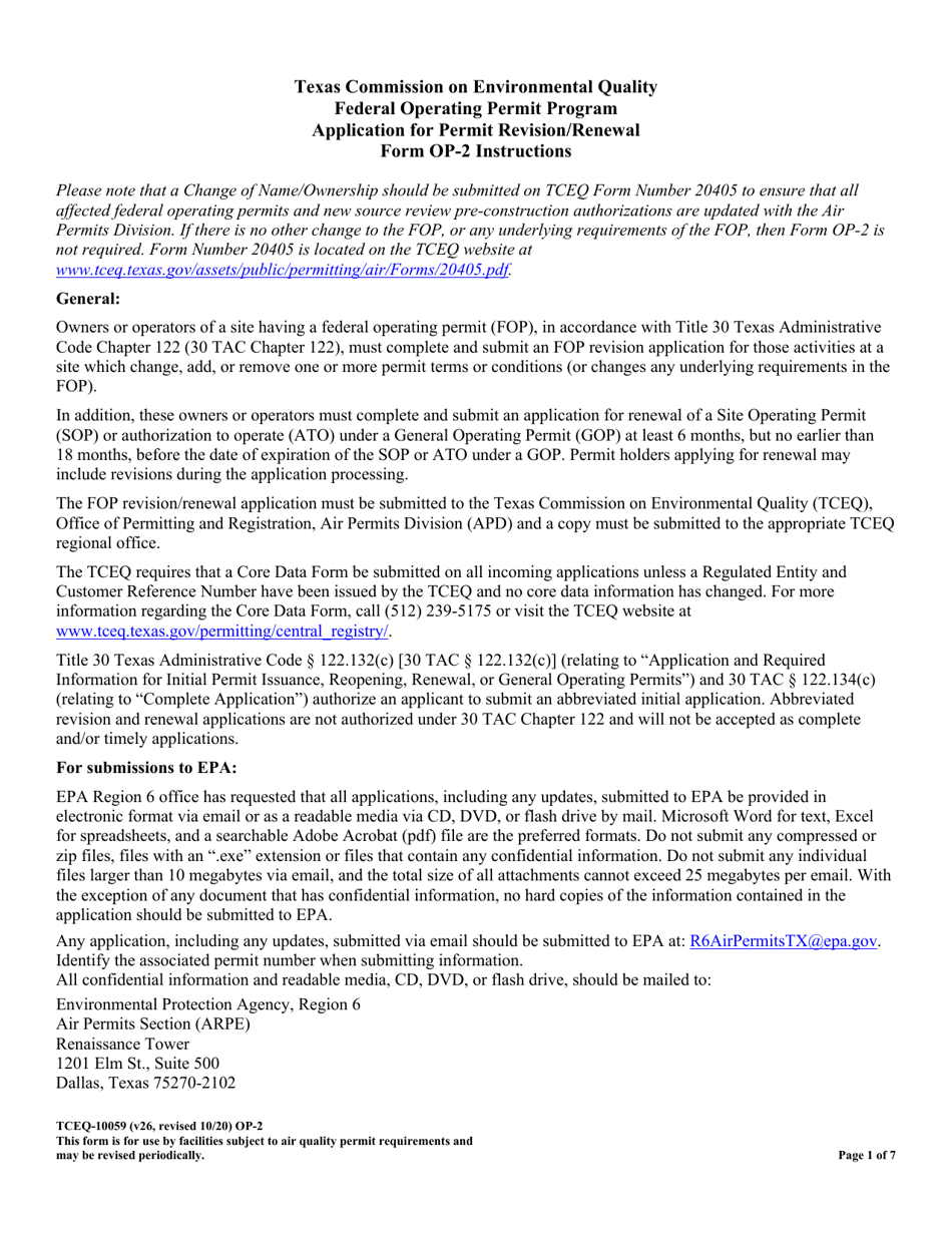 Form OP-2 (TCEQ-10059) - Fill Out, Sign Online and Download Fillable ...
