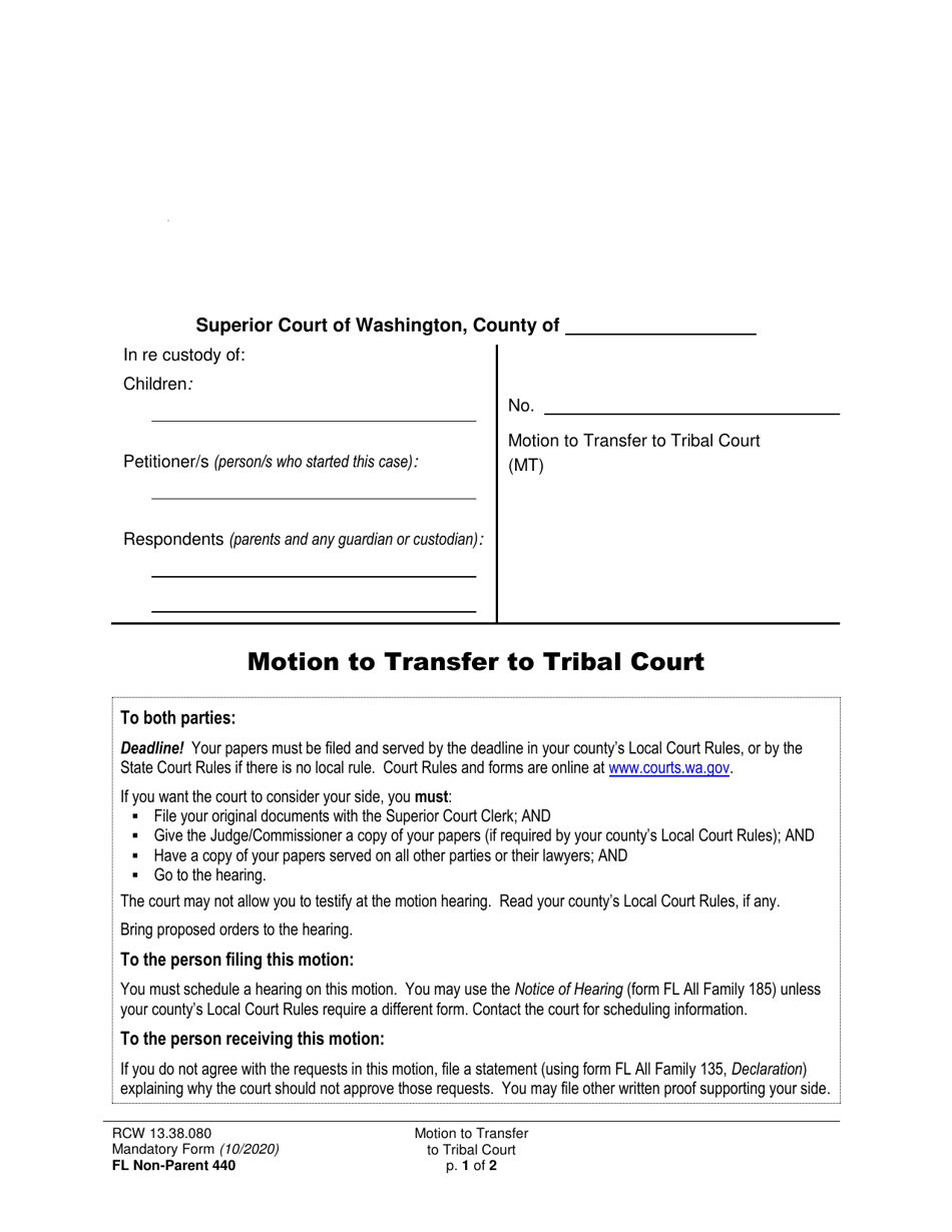 Form FL Non-Parent440 Download Printable PDF or Fill Online Motion to ...