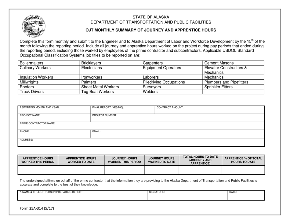 Form 25A-314 - Fill Out, Sign Online and Download Printable PDF, Alaska ...