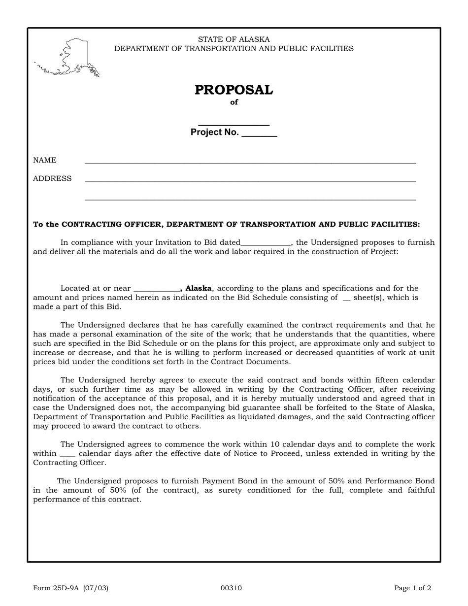 Form 25D-9A - Fill Out, Sign Online and Download Printable PDF, Alaska ...