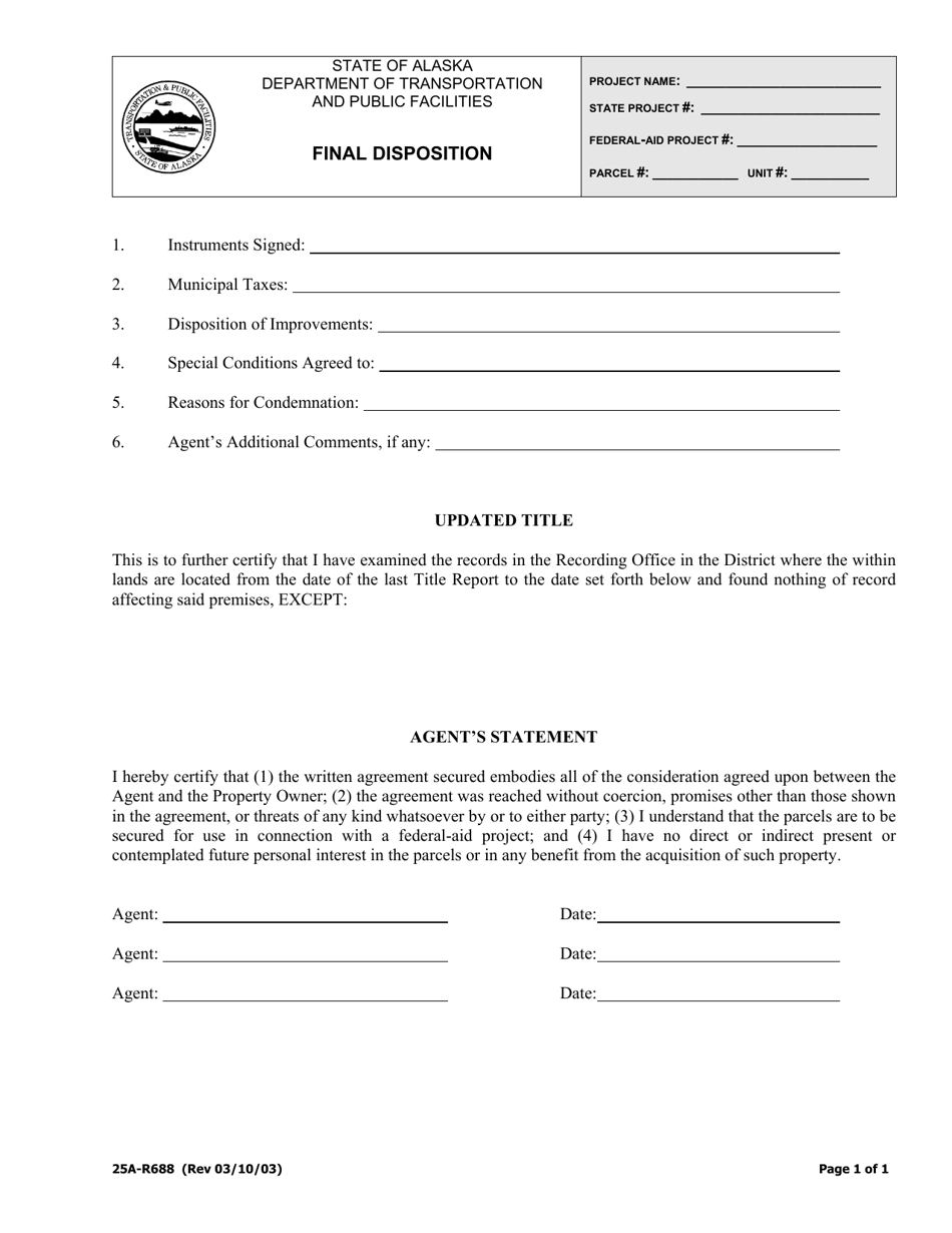 Form 25A-R688 - Fill Out, Sign Online and Download Printable PDF ...