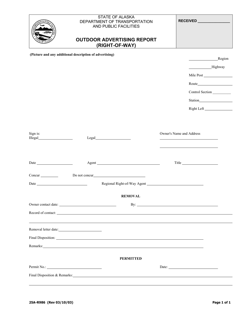 Form 25A-R986 - Fill Out, Sign Online and Download Printable PDF ...