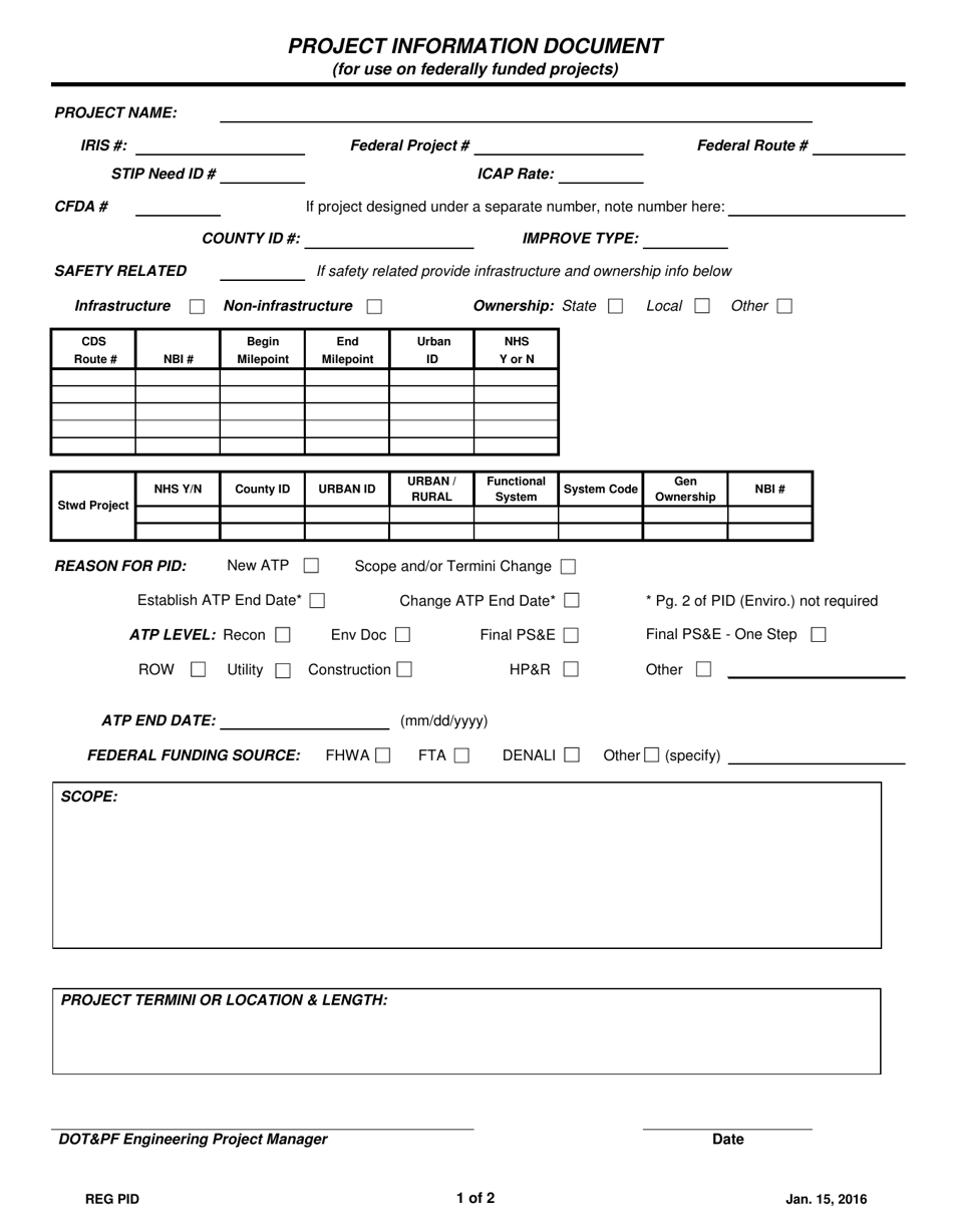 Alaska Regional Project Information Document (For Use on Federally ...