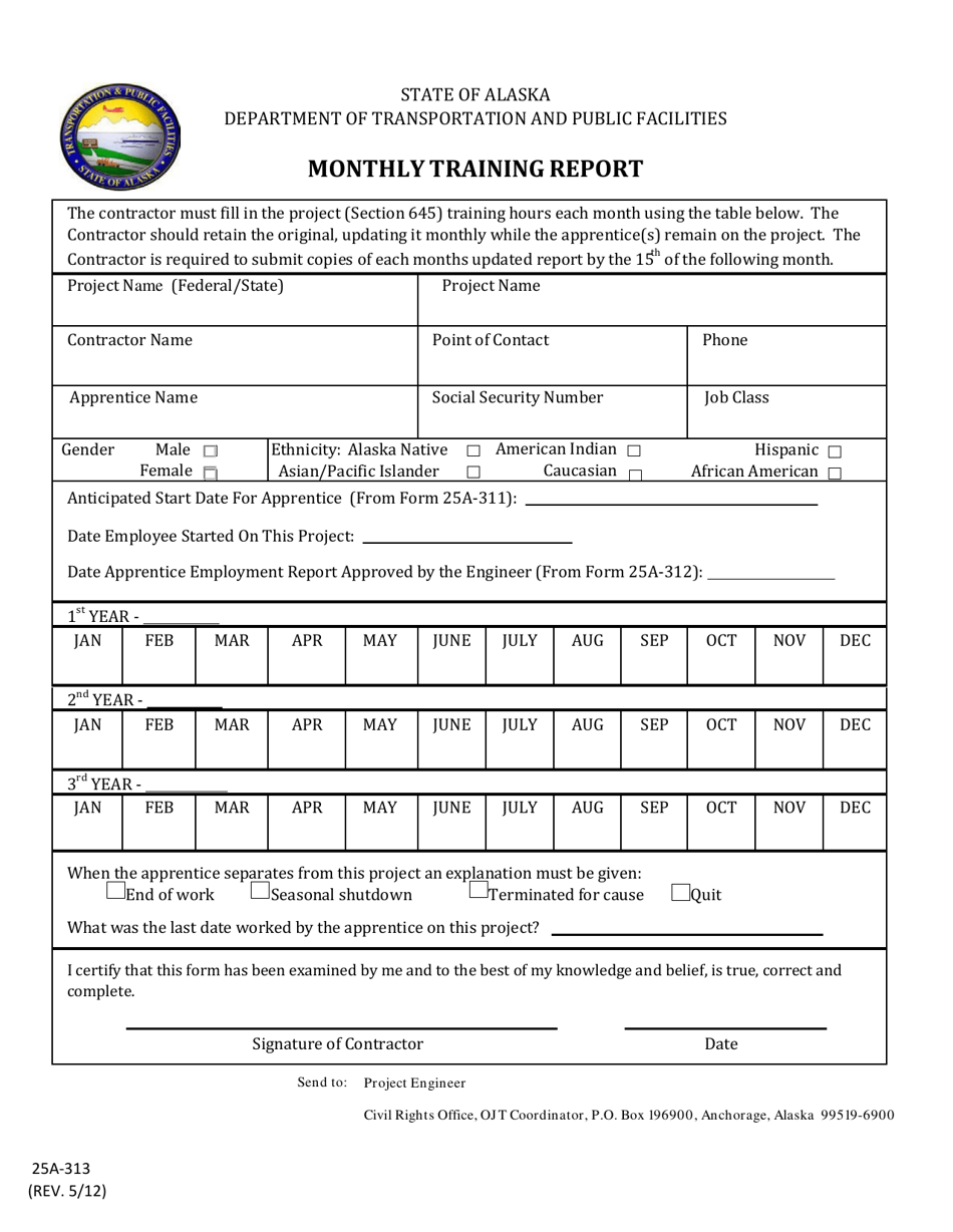 Form 25A-313 - Fill Out, Sign Online and Download Fillable PDF, Alaska ...