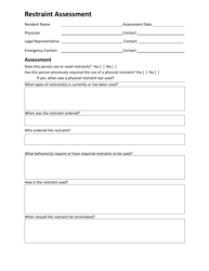 Alaska Restraint Assessment Download Printable PDF | Templateroller