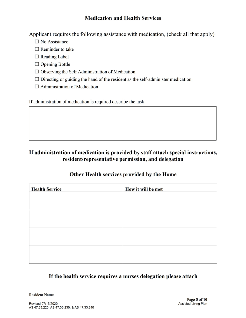 Alaska Assisted Living Plan - Fill Out, Sign Online and Download PDF ... Alaska Assisted Living Plan - Fill Out, Sign Online and Download PDF ...
