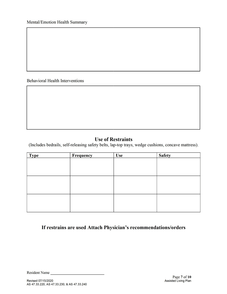 Alaska Assisted Living Plan - Fill Out, Sign Online and Download PDF ... Alaska Assisted Living Plan - Fill Out, Sign Online and Download PDF ...