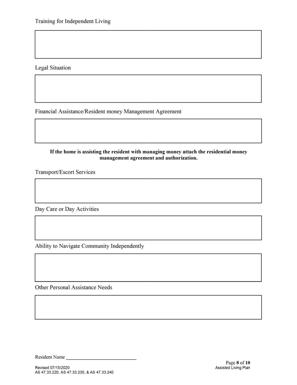 Alaska Assisted Living Plan - Fill Out, Sign Online and Download PDF ... Alaska Assisted Living Plan - Fill Out, Sign Online and Download PDF ...