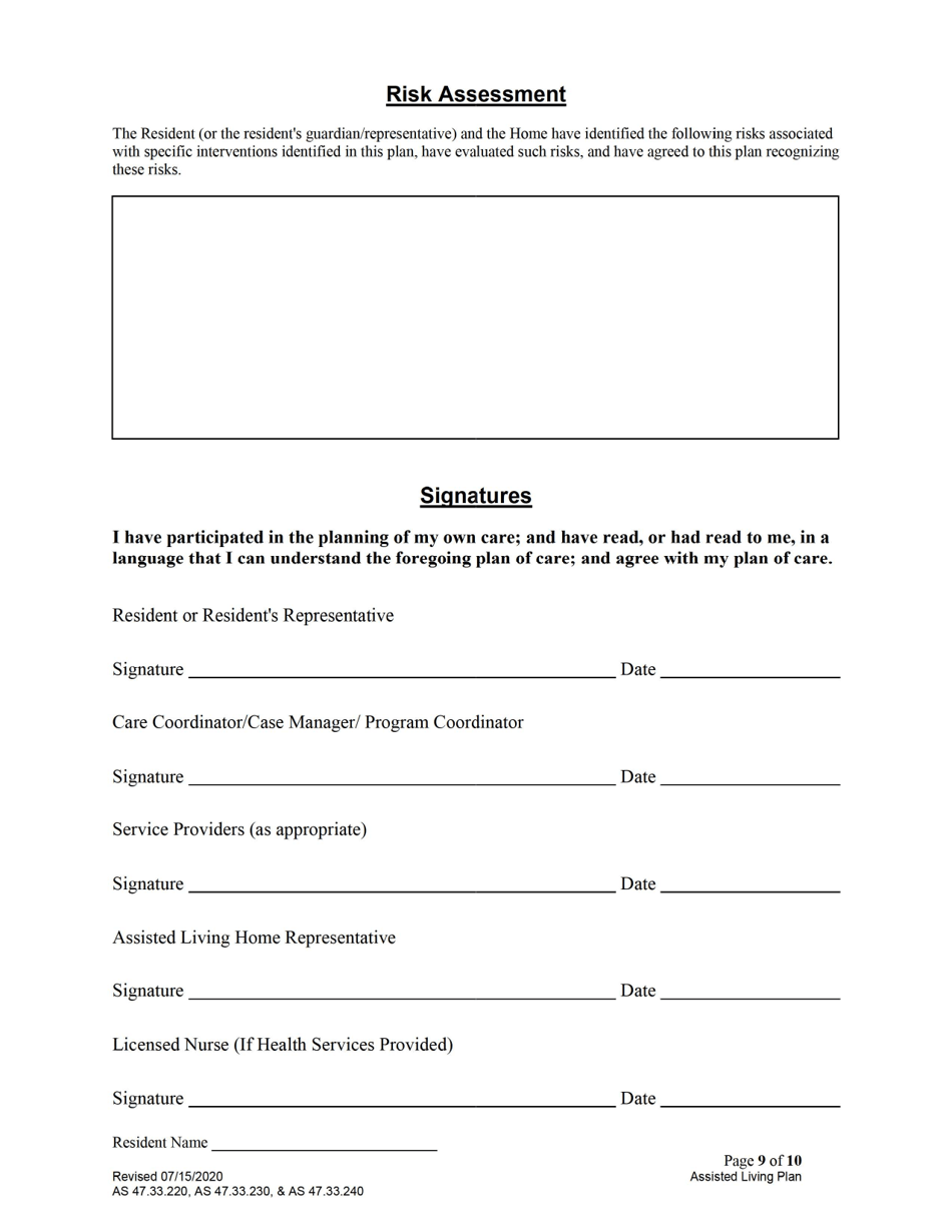 Alaska Assisted Living Plan - Fill Out, Sign Online and Download PDF ... Alaska Assisted Living Plan - Fill Out, Sign Online and Download PDF ...