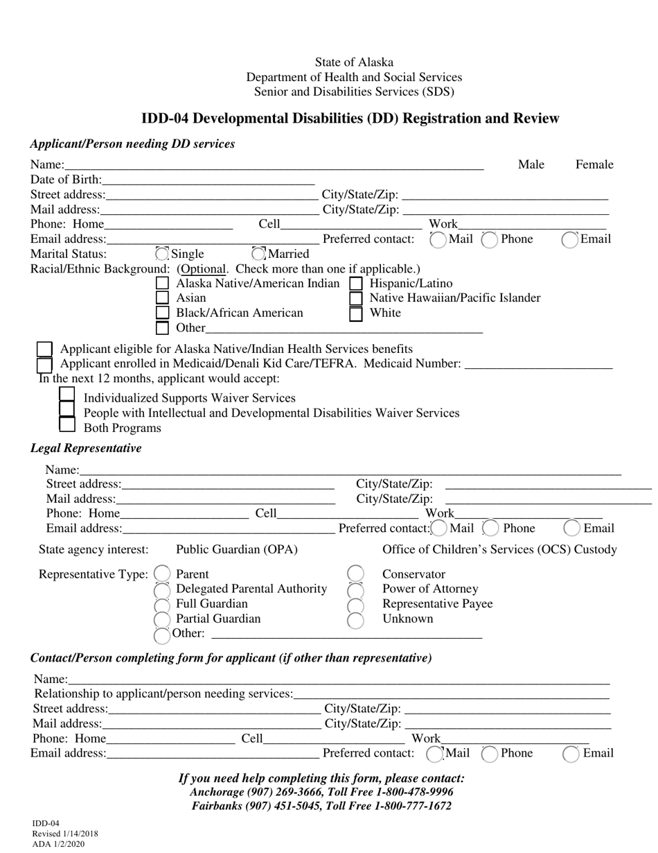 Form IDD-04 - Fill Out, Sign Online and Download Fillable PDF, Alaska ...