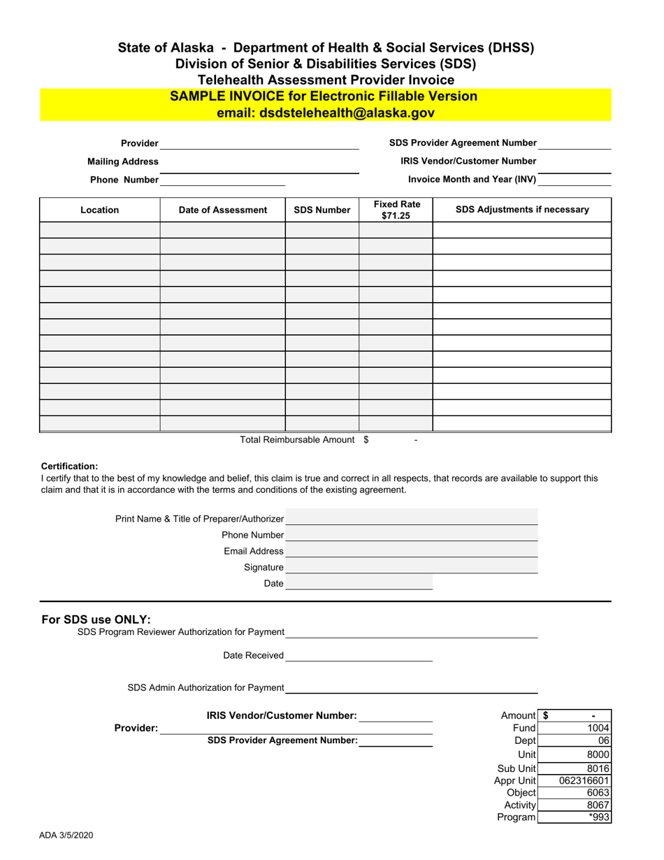 Alaska Facilitation Site Fee Invoice - Fill Out, Sign Online and ...