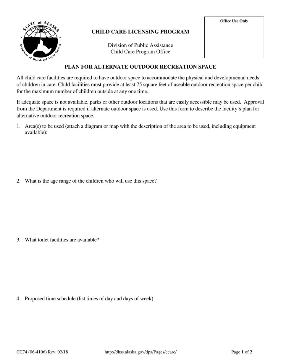 Form CC74 - Fill Out, Sign Online and Download Printable PDF, Alaska ...