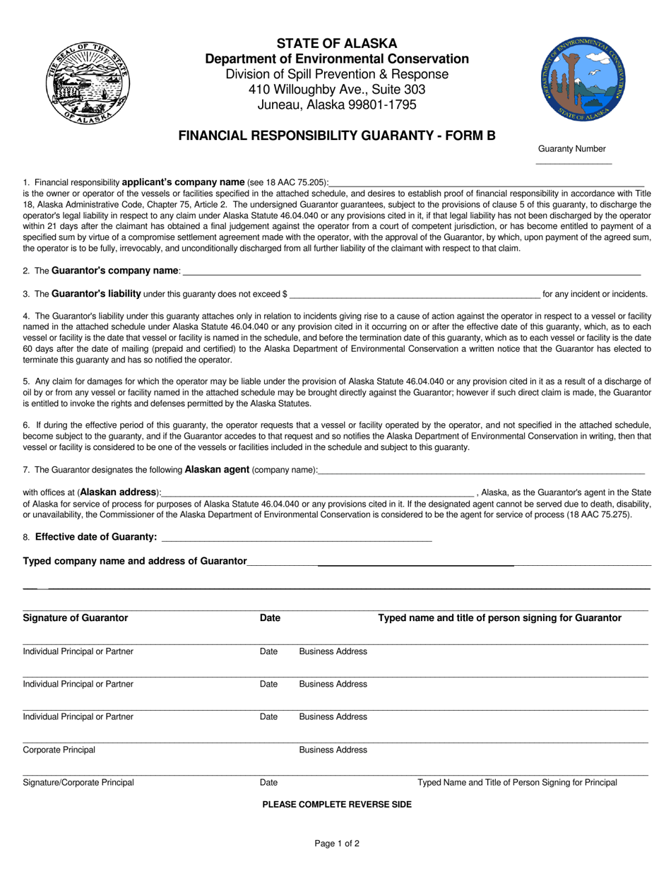 Form B - Fill Out, Sign Online and Download Printable PDF, Alaska ...